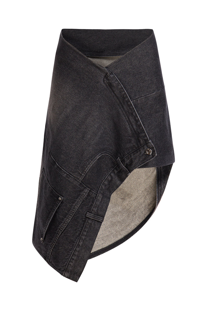 MAYALI Deconstructing Low Waist Short Half Skirt with Jeans